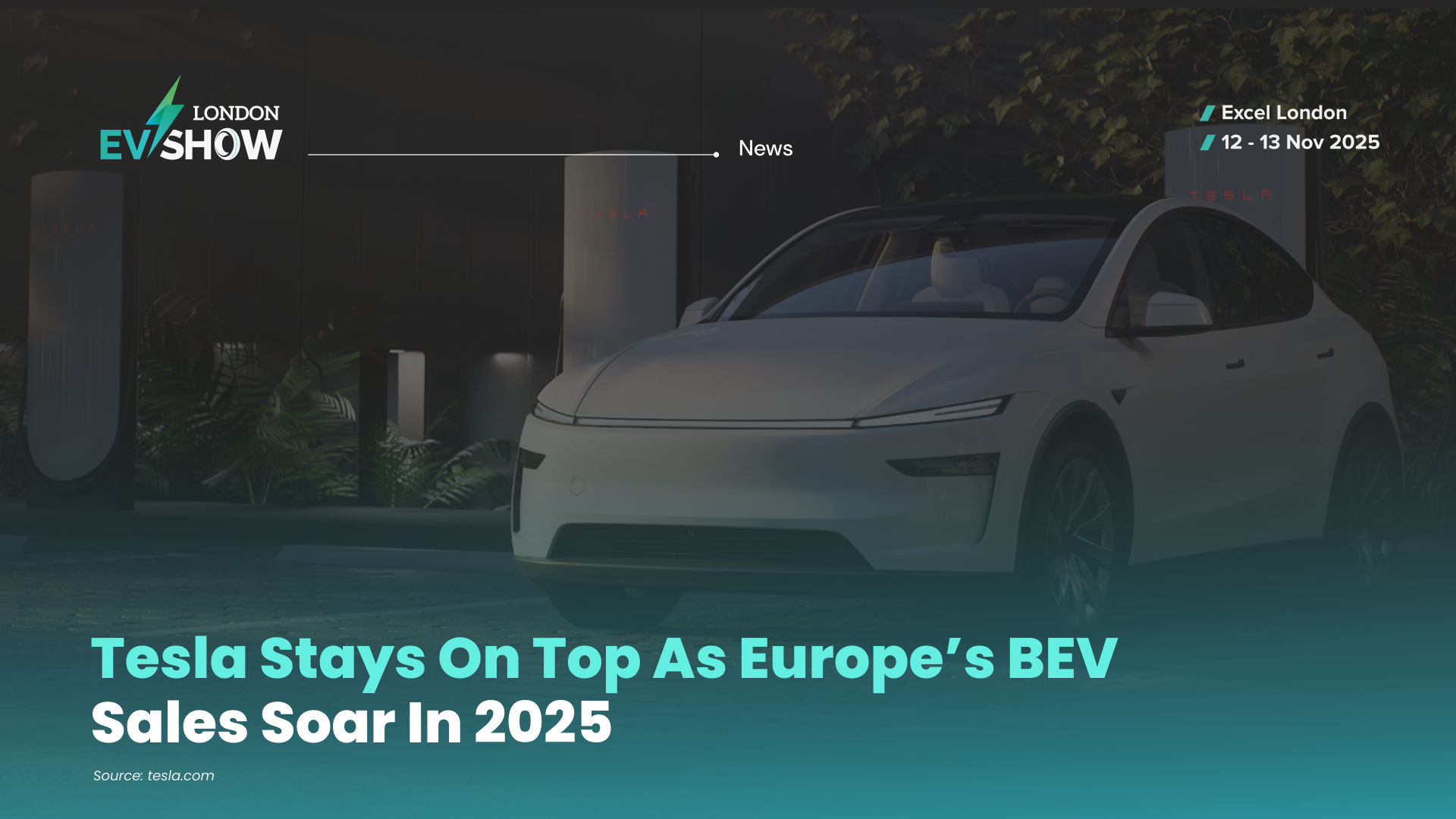 Tesla Stays on Top as Europe’s BEV Sales Soar in 2025